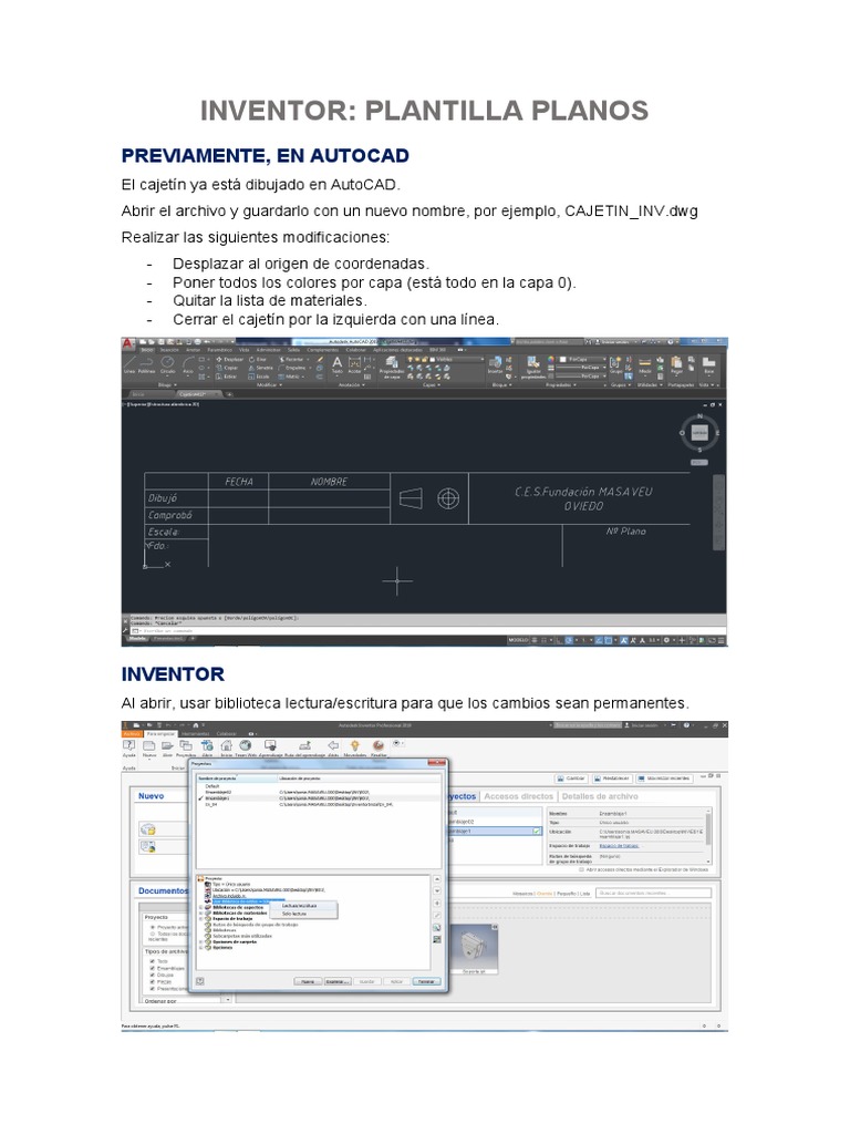 Plantilla de Planos en Inventor | PDF