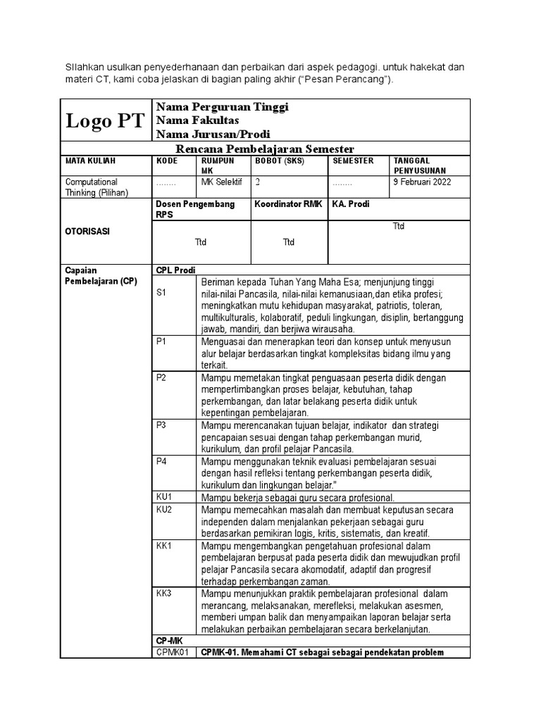 RPS Computational Thinking | PDF
