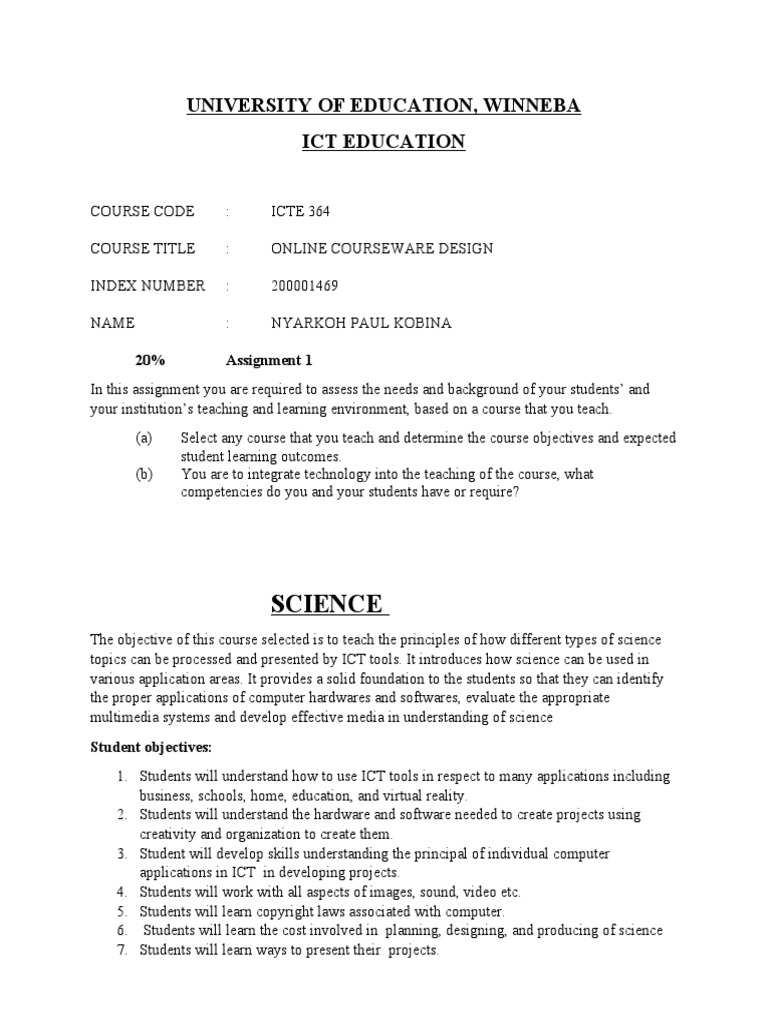 Science: University of Education, Winneba Ict Education | PDF ...