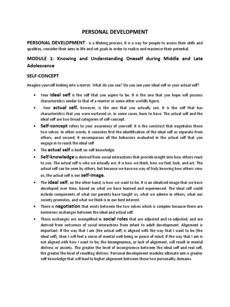 Personal Development | PDF | Feeling | Self Concept