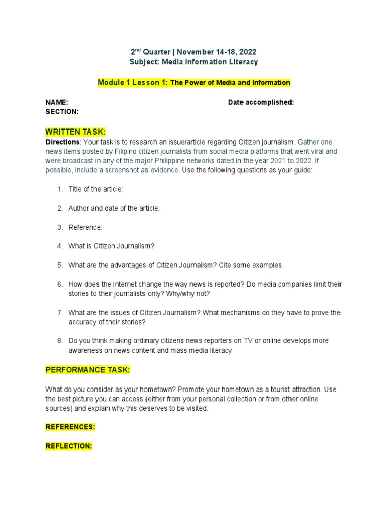 Required Learning Task - 2ndQ Week 1 The Power of Media and Information ...