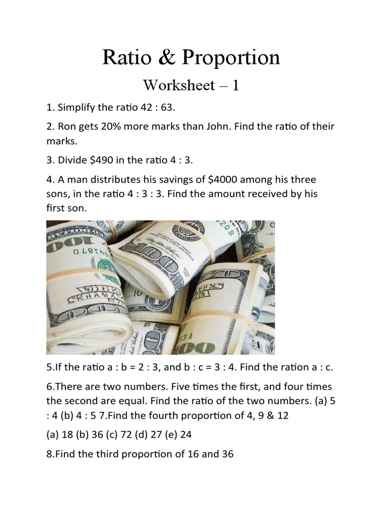 Ratio & Proportion | PDF | Ratio | Area