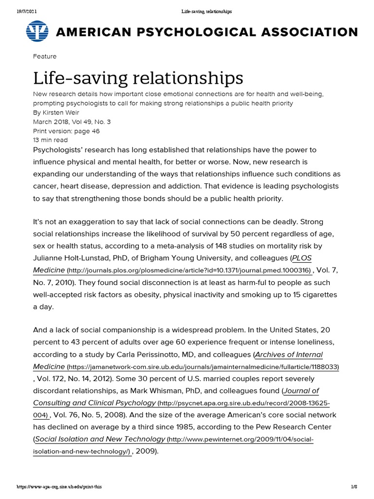 Life-Saving Relationships | PDF