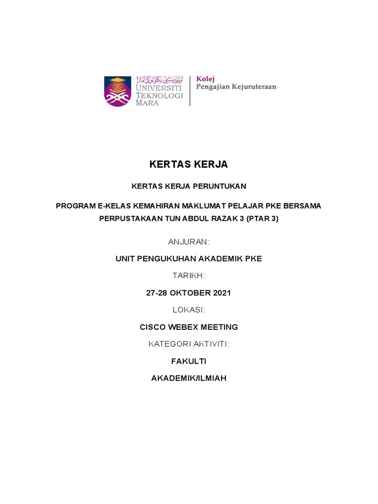 Template Kertas Kerja Permohonan Kelulusan Aktiviti Hep | PDF