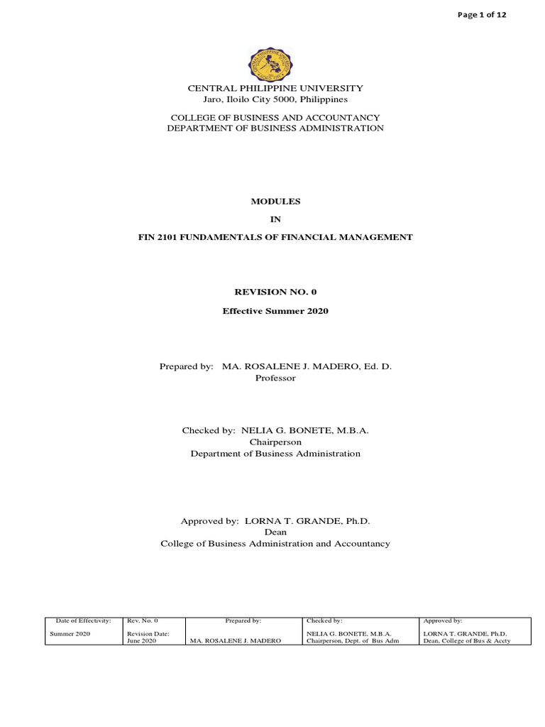 Fin 2101 Module 6 - Time Value of Money Analysis or Tvma-1 | PDF ...