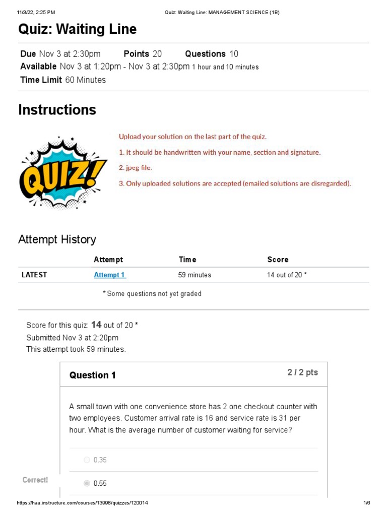 Quiz - Waiting-Line CHA | PDF | Computing
