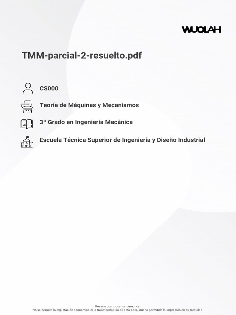Examen Resuelto de TMM 2021 | PDF | Rotación | Fuerza
