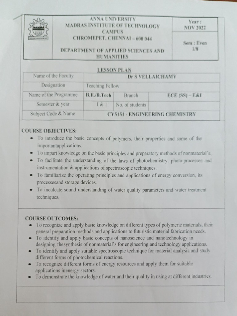Chemistry Lesson Plan | PDF | Absorption Spectroscopy | Fuels Chemistry Lesson Plan | PDF | Absorption Spectroscopy | Fuels