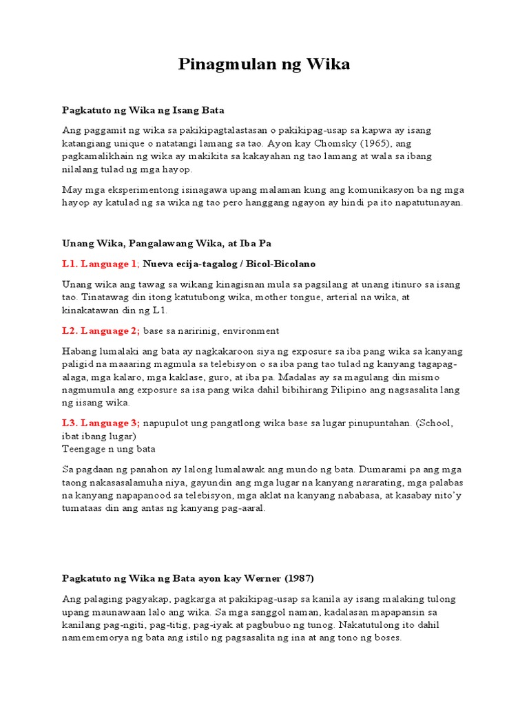 3 Wika-Pagkatuto NG Wika NG Isang Bata | PDF