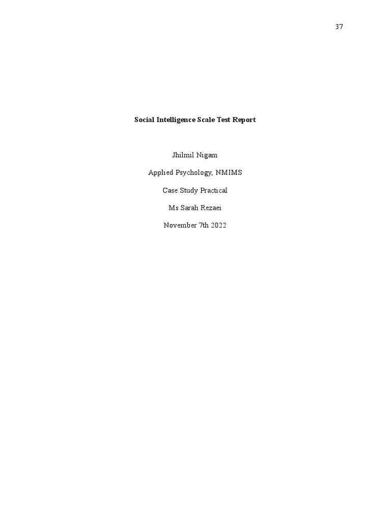 Social Intelligence Scale Test Overview | PDF | Intelligence | Validity ...