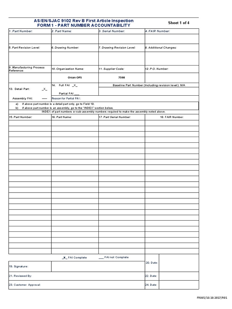 Fr065 Fai Form | PDF | Business Process | Systems Engineering