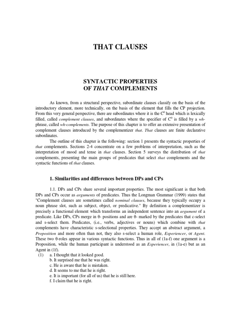 That Clauses | Download Free PDF | Subject (Grammar) | Clause