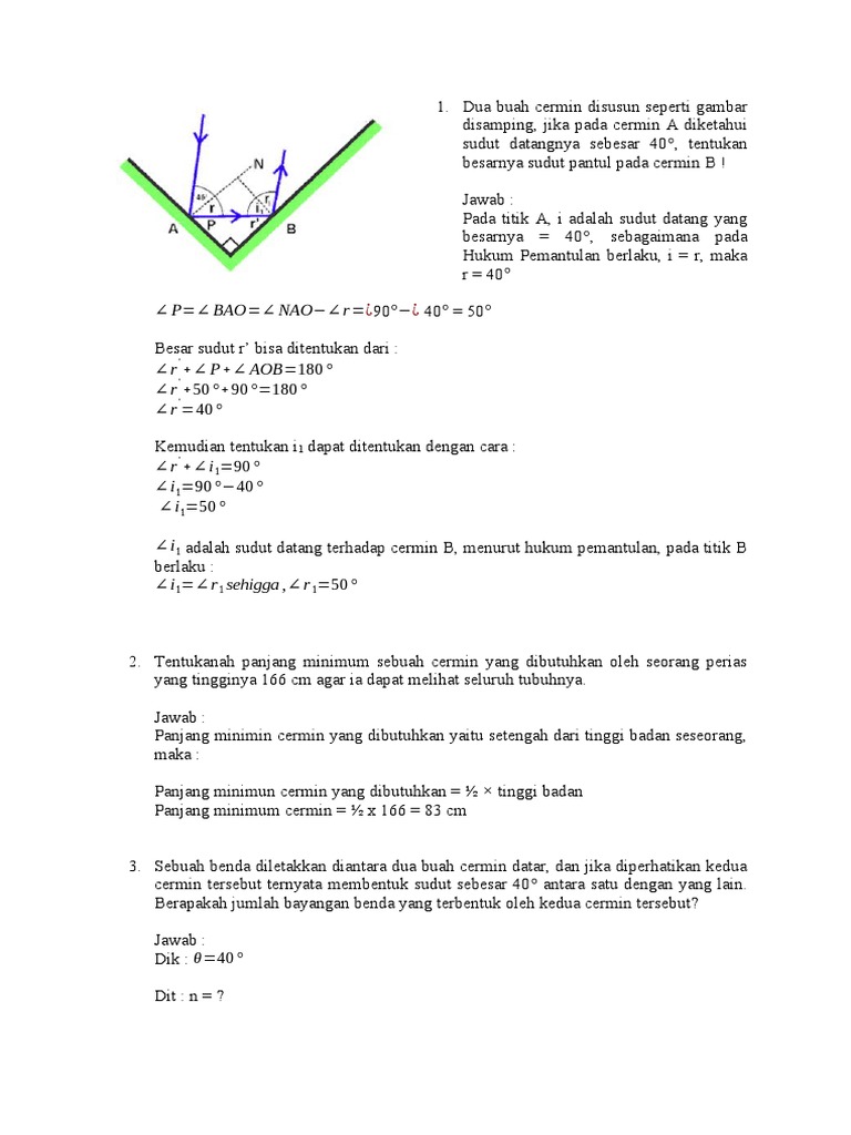 Dua Buah Cermin Disusun Seperti Gambar Disamping | PDF