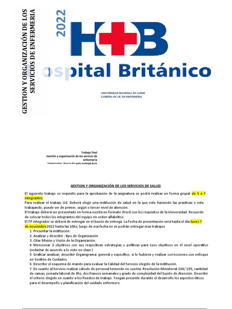 Gestion Final | PDF | Hospital | Enfermería