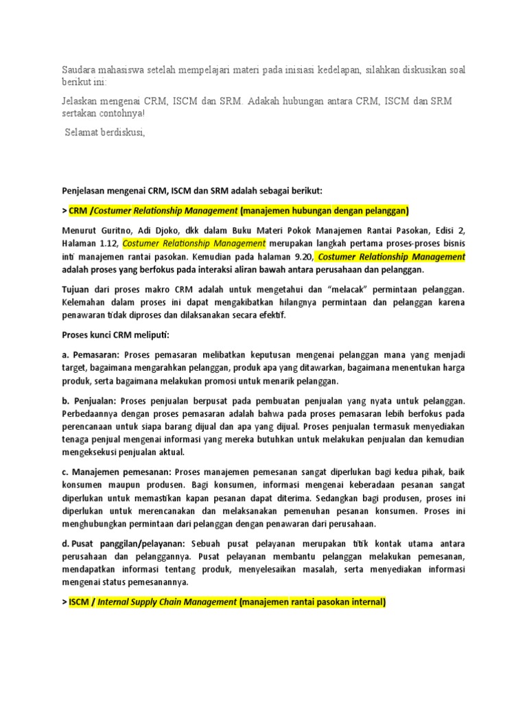 CRM ISCM Dan SRM | PDF