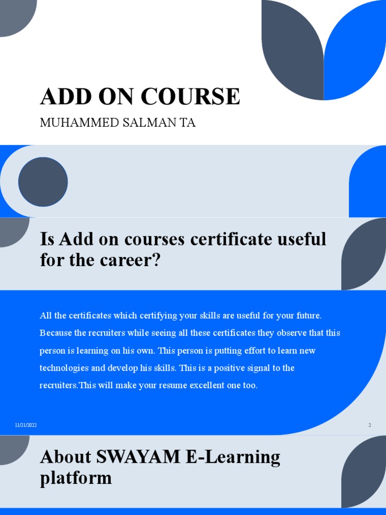 Add On Course | Download Free PDF | Educational Technology | Learning