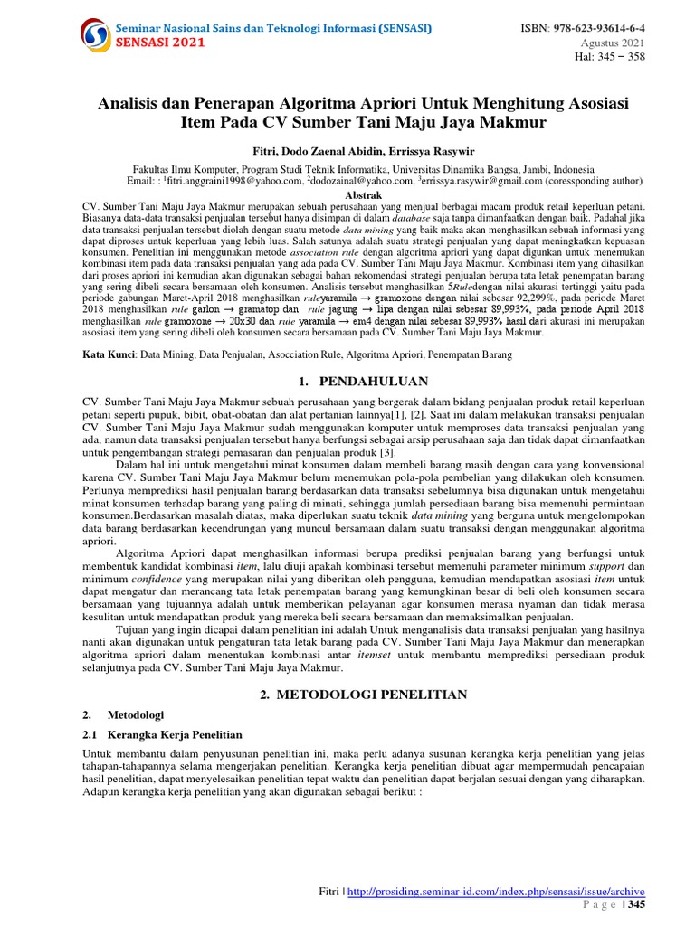 Analisis Dan Penerapan Algoritma Apriori Untuk Menghitung Asosiasi Item ...