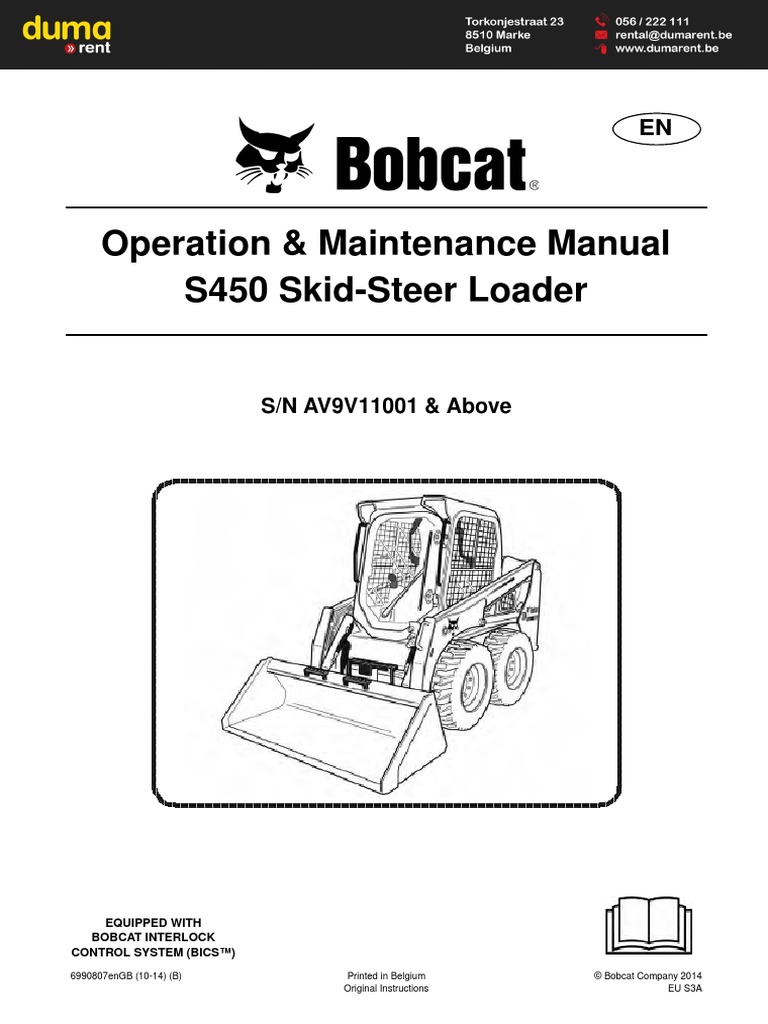 Bobcat.s450 Operation | PDF | Loader (Equipment) | Manufactured Goods