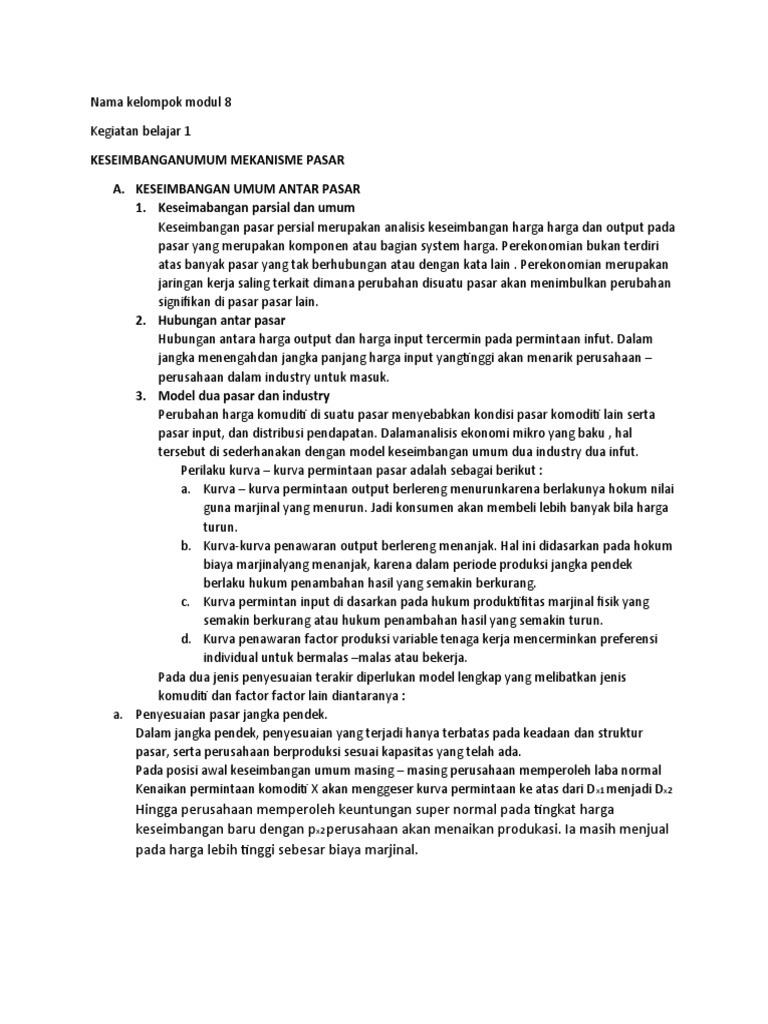 Modul 8 Ekonomi Mikro | PDF