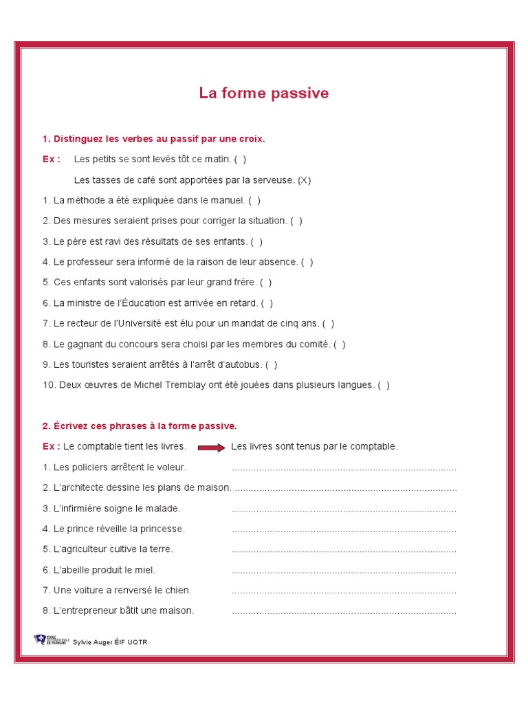 La Forme Passive Exercices | PDF