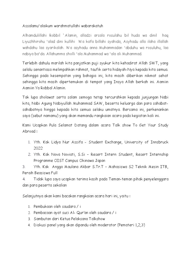 Teks MC Talkshow-1 | PDF