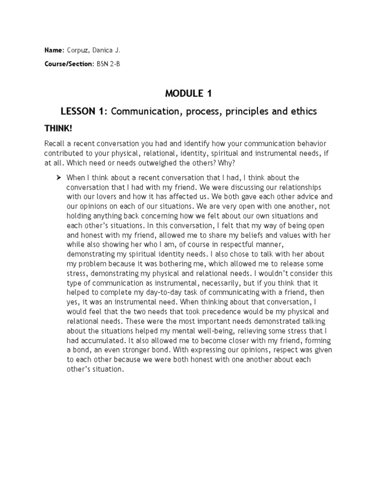 Purposive Comm Module 1 Activities | PDF | Communication | Nonverbal ...