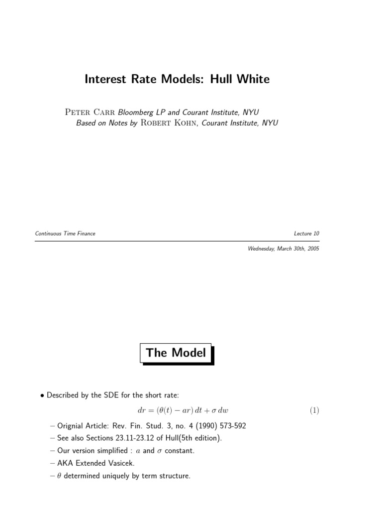 Interest Rate Model - An Introduction Slides10.3 | PDF | Stochastic ...