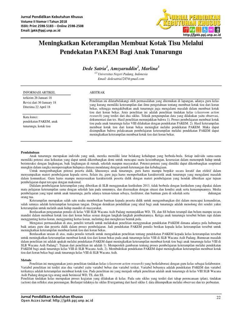 2018 Artikel Di Juppekhu Meningkatkan Keterampilan Membuat Kotak Tisu MelaluiPendekatan PAKEM ...