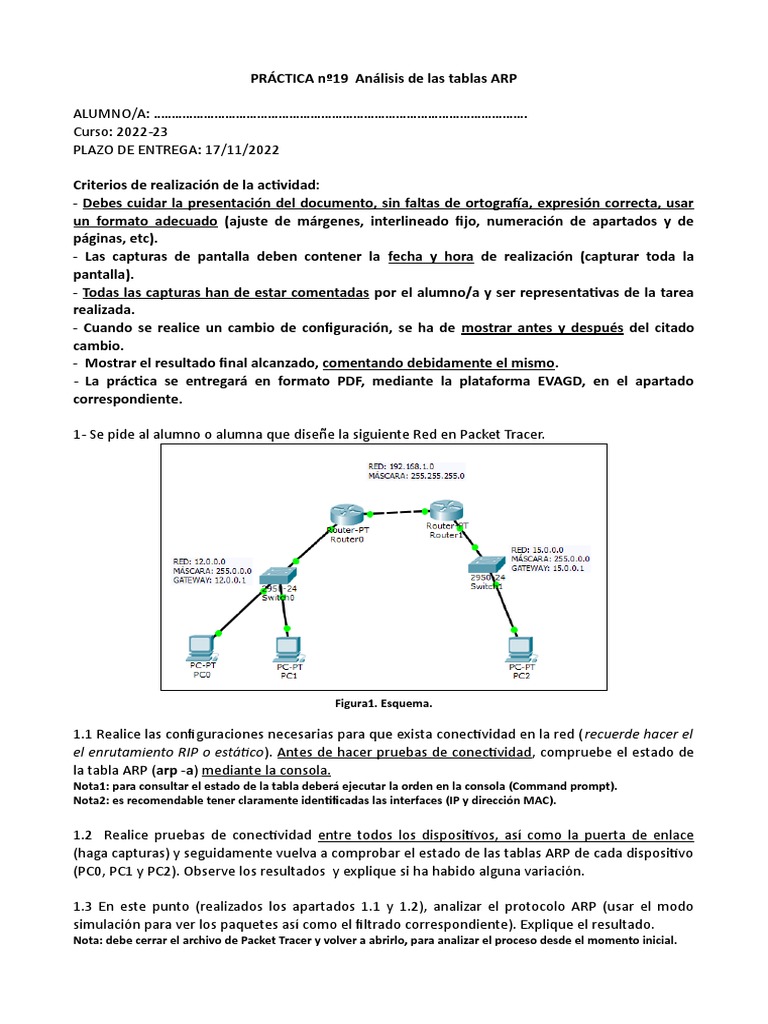 PRÁCTICA Nº19 Análisis de Las Tablas ARP | PDF | Estándares de red | Arquitectura de internet