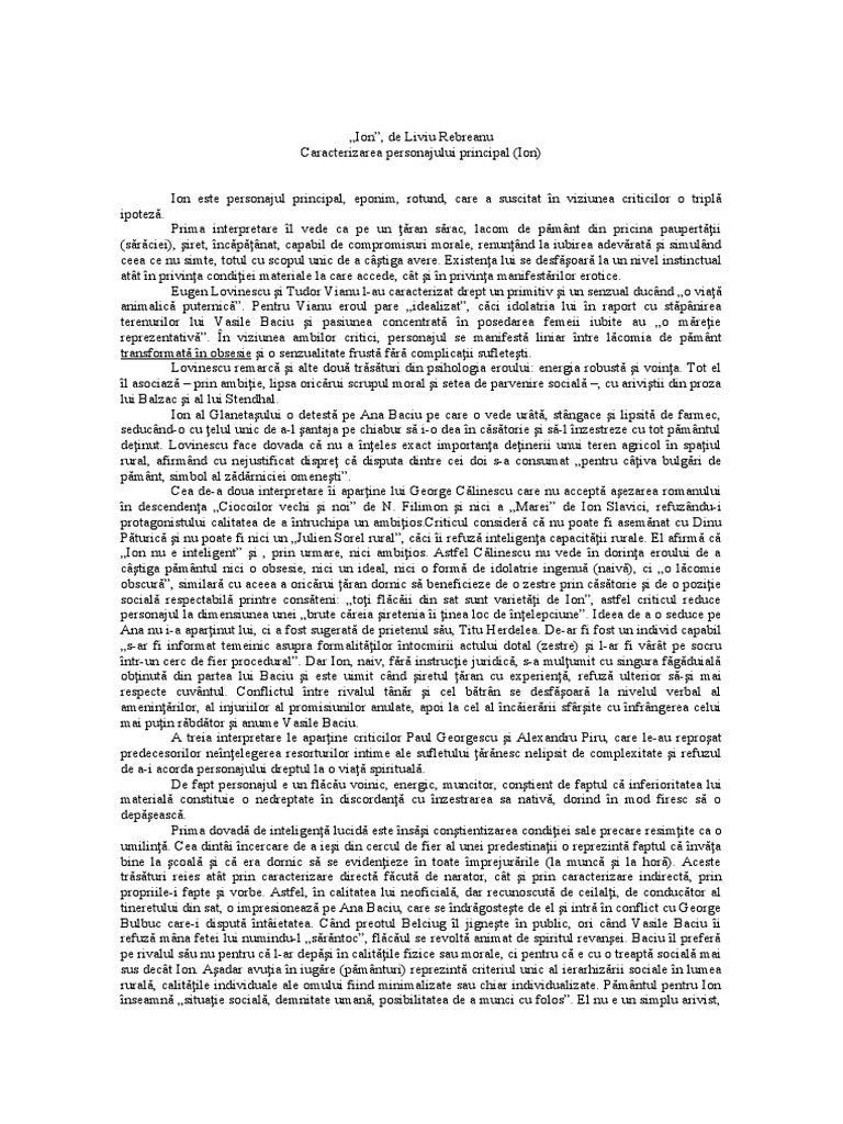 Caracterizare - Ion-Bun | PDF