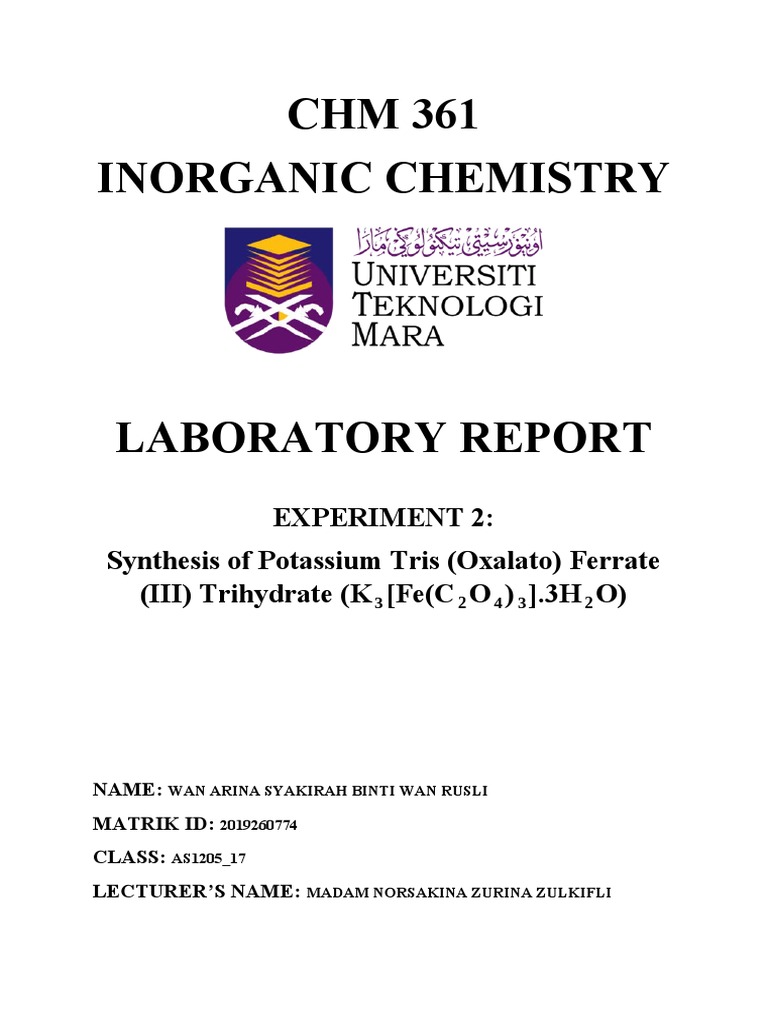 CHM 361 Lab Report Exp 2 | PDF | Precipitation (Chemistry) | Filtration