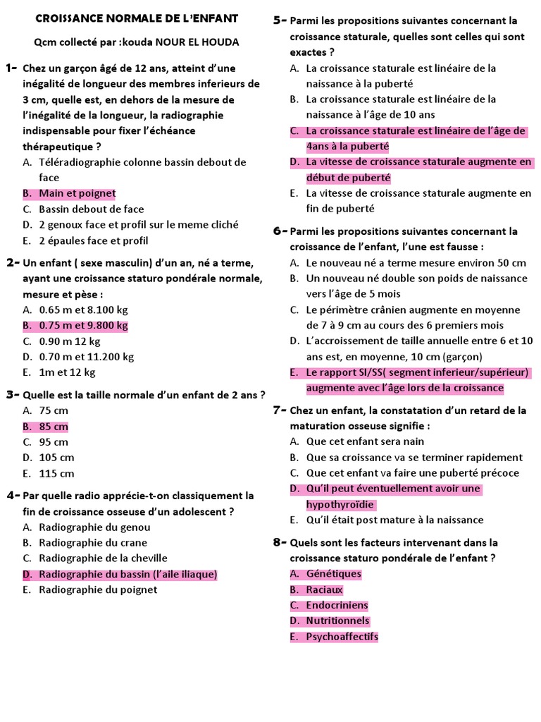 Retard de Croissance chez l'Enfant | PDF | Développement personnel ...