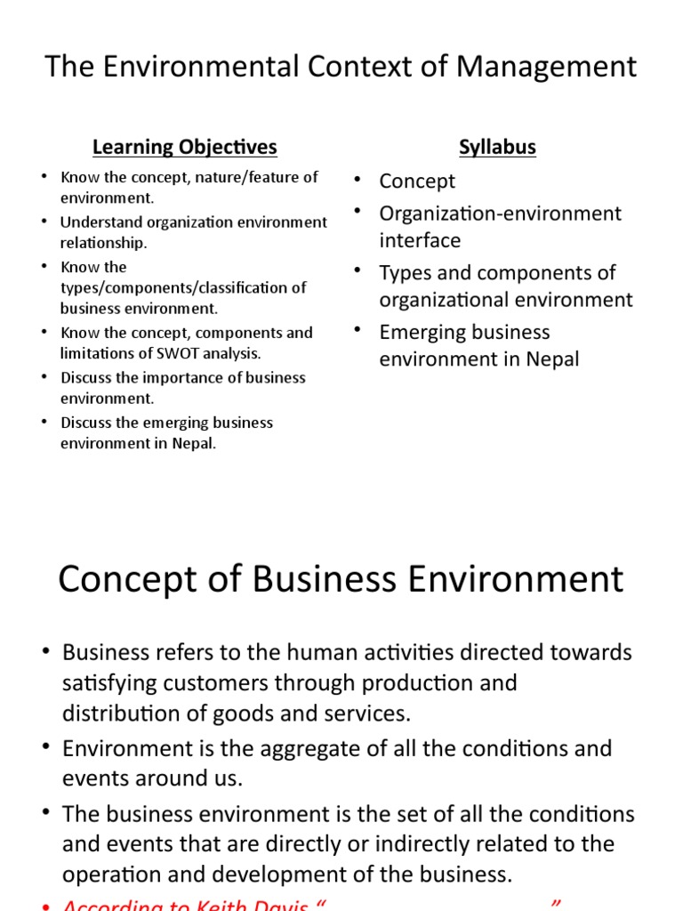 Analyzing the Environmental Context of Management: An Overview of the ...