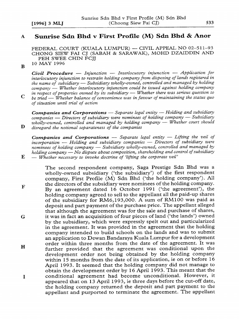 SUNRISE SDN BHD V FIRST PROFILE (M) SDN BHD & ANOR | PDF