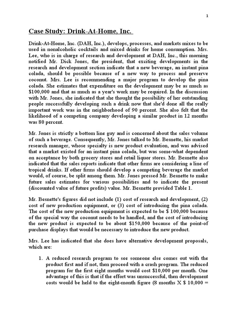 Case Study Drink at Home | PDF