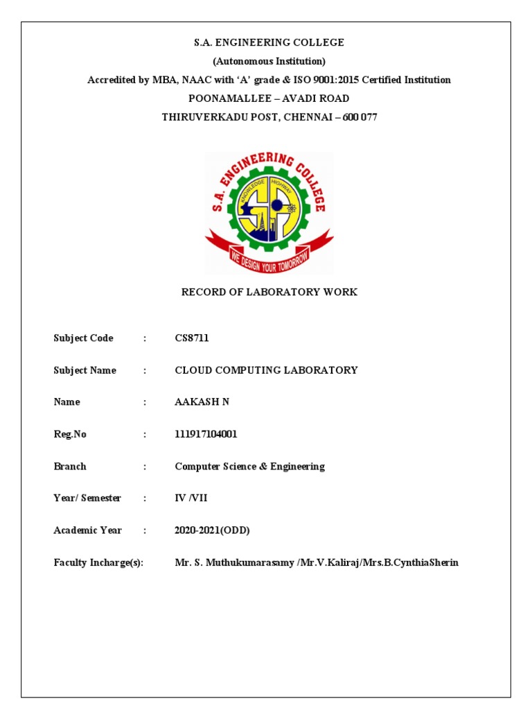 Cloud Computing LAB | PDF