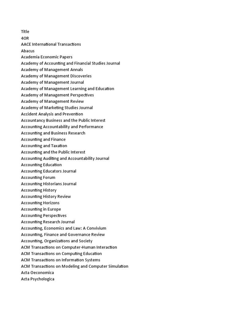 Journals List | PDF | Business