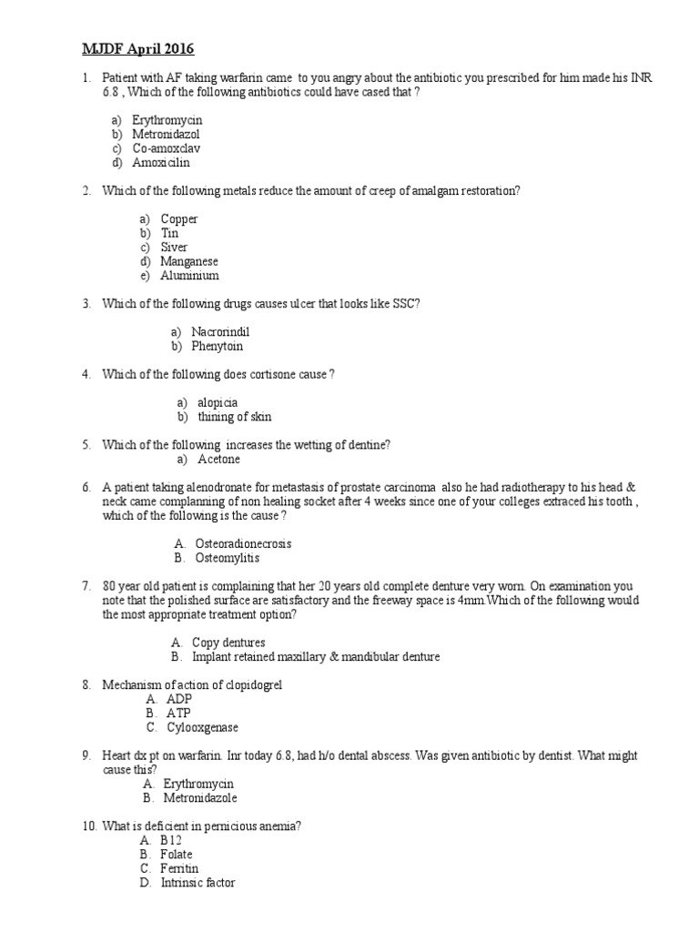 Mfds April 2016 | PDF | Periodontology | Dentistry Branches