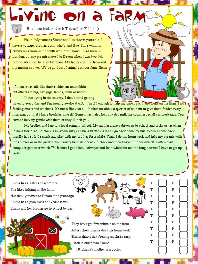 Emma's Farm Life and Activities | PDF