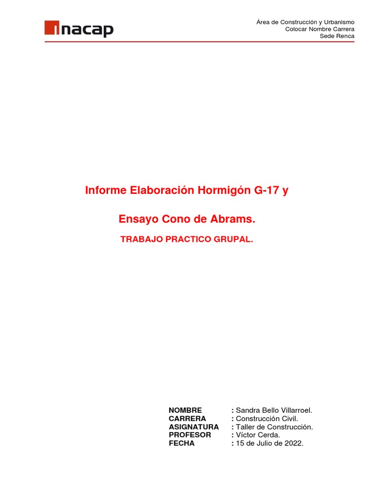 Elaboración y Ensayo de Hormigón | PDF
