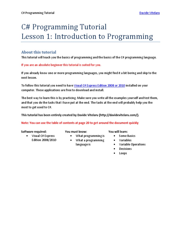 0149 Csharp Programming Beginner Tutorial | PDF