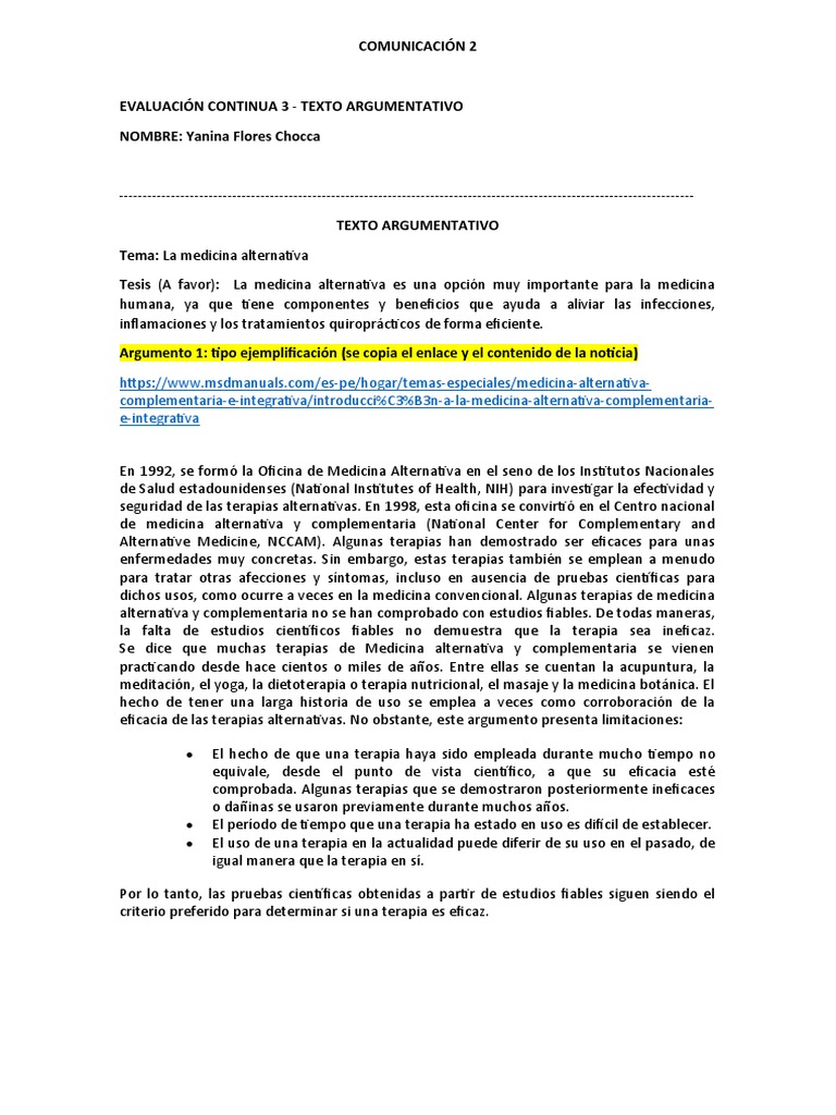 Modelo Texto Argument Ec 3 - 22 | PDF | Medicina alternativa | Pseudociencia