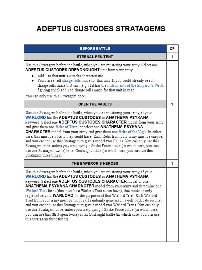 Adeptus Custodes Stratagems | PDF | International Security ...