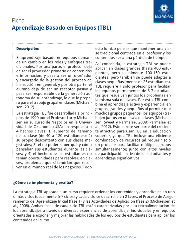 Aprendizaje Basado en Equipos (TBL) | PDF | Maestros | Aprendizaje