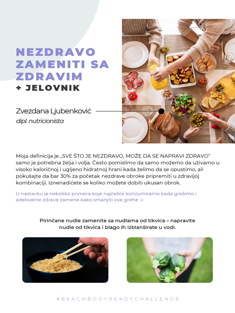Nezdravo Zameni Zdravim + Jelovnik | PDF