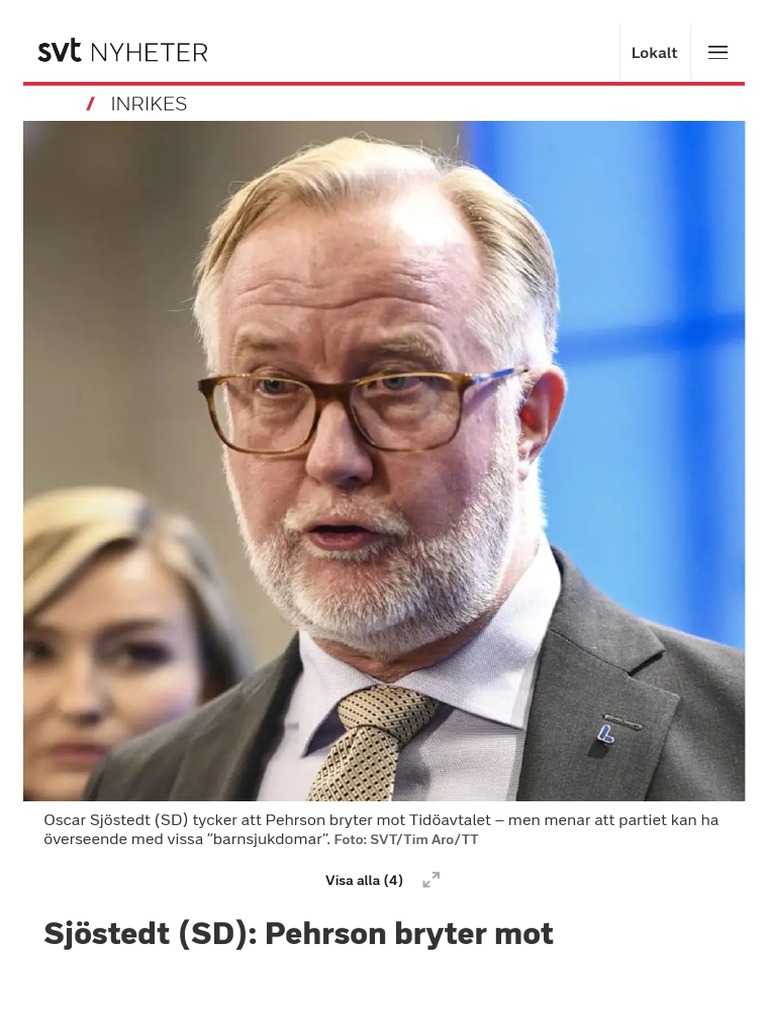 Sjöstedt (SD) : Pehrson Bryter Mot Tidöavtalet - SVT Nyheter | PDF