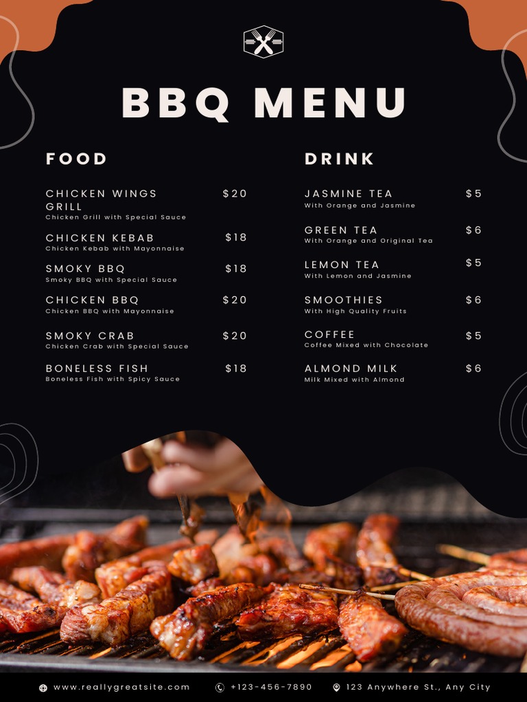 Black Modern and Simple BBQ Menu | PDF
