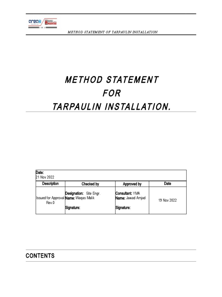 MS Tarpaulin Installation. | PDF