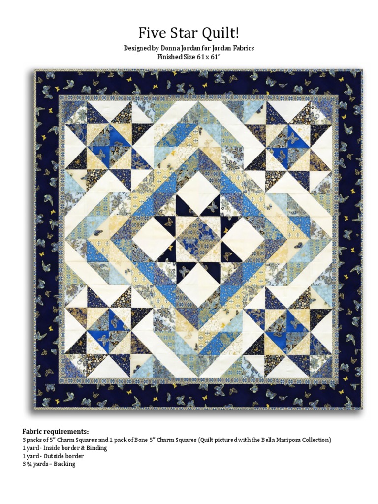 Five Star Quilt Pattern - Bella Mariposa | PDF