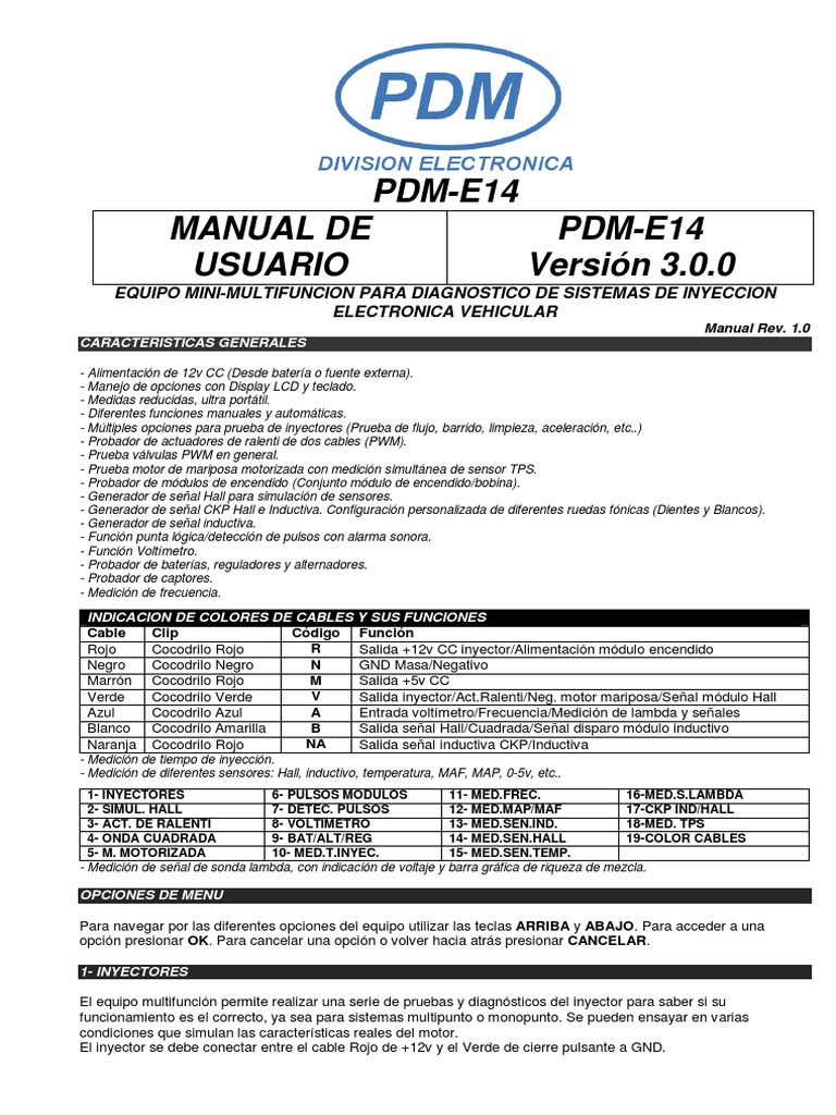 Manual PDM-E14 Mini Multifuncion Software Rev 3.0.0 | PDF